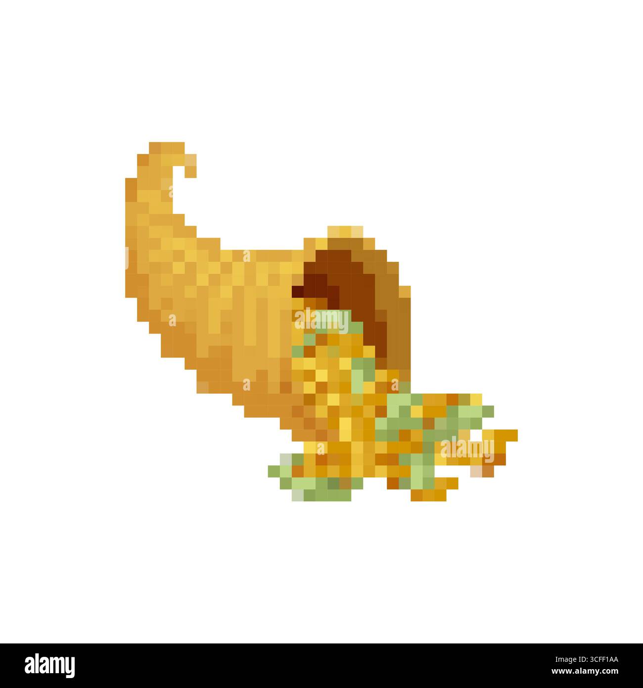 Mosaic pixel style cornucopia icon overflowing with vibrant harvest ...