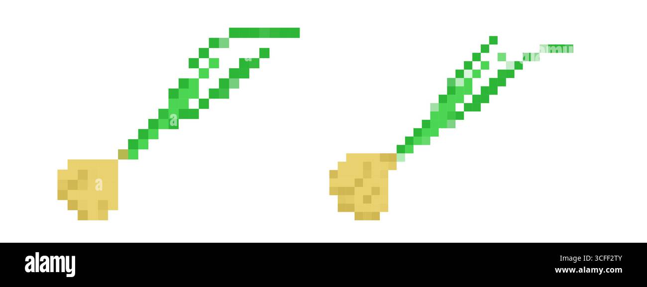 Mosaic pixel art onion icon with green leaves and round bulb in retro ...