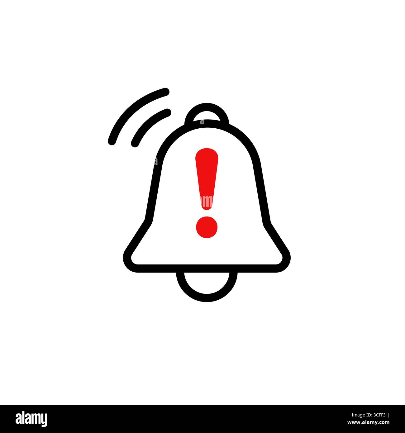 Exclamation mark inside bell shape signifies alerts and warnings with ...