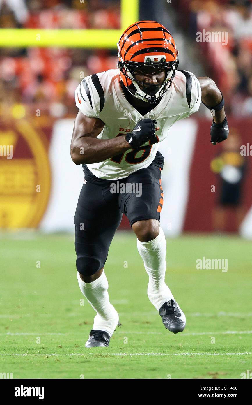 Cincinnati Bengals wide receiver Isaiah Williams (18) runs a route ...