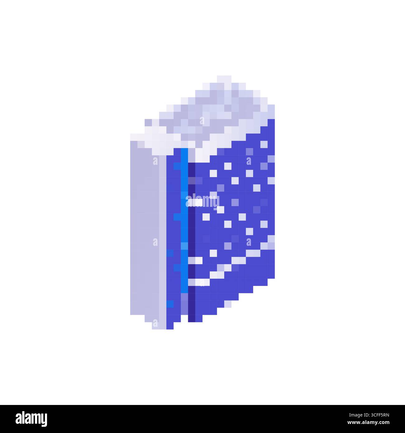 Mosaic book icon in pixel art style with blue cover and minimalist ...