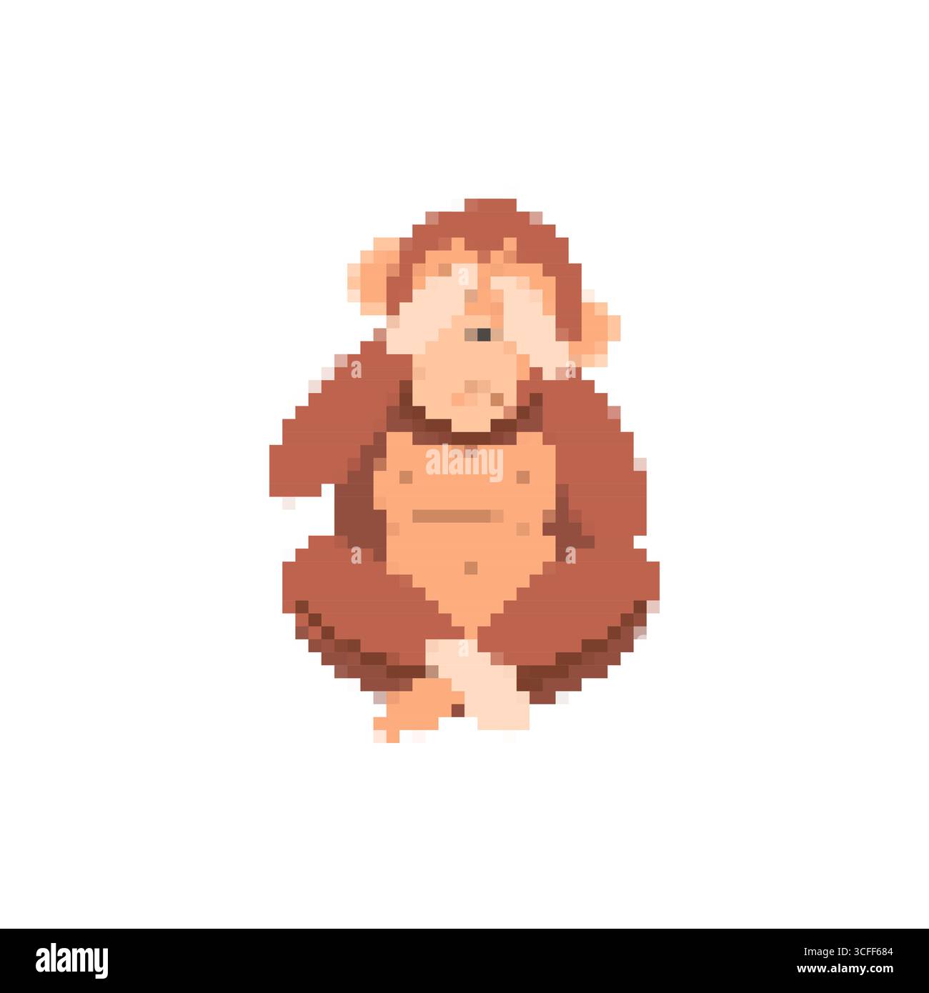 Mosaic pixel art monkey with hands covering eyes expressing playful ...