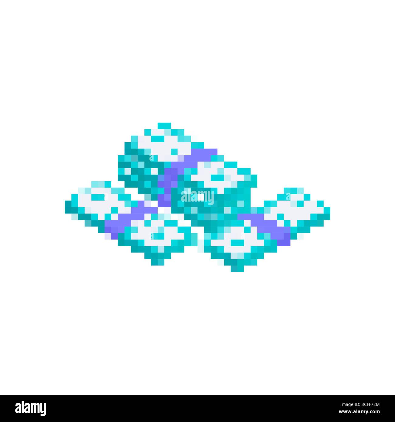 Mosaic pixel art of stacked money with bright blue and white coloring ...