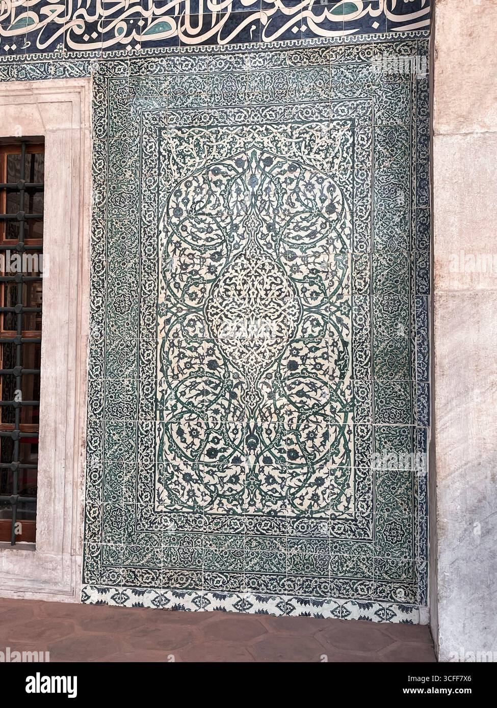 Istanbul, Turkiye - 18 JAN 2025: Wall detail covered with traditional ...