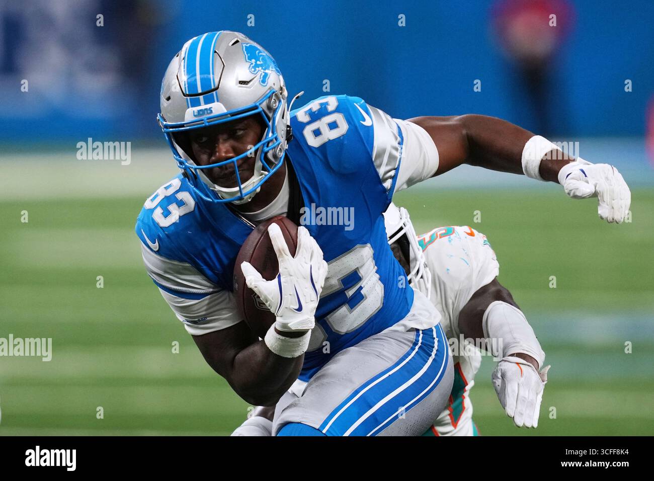 Detroit Lions wide receiver Jackson Meeks (83) runs the ball after a ...