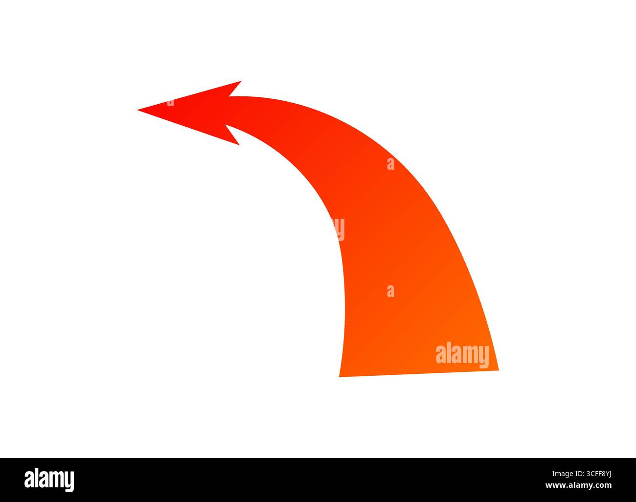 Curved red arrow with bold design suggesting strategic motion and ...