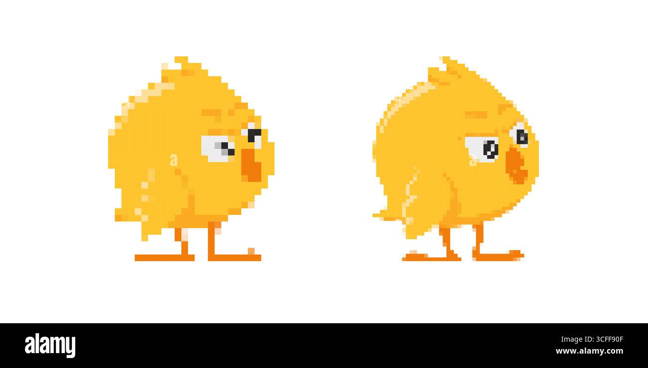 Cute pixelated chick characters for retro game design Stock Vector ...