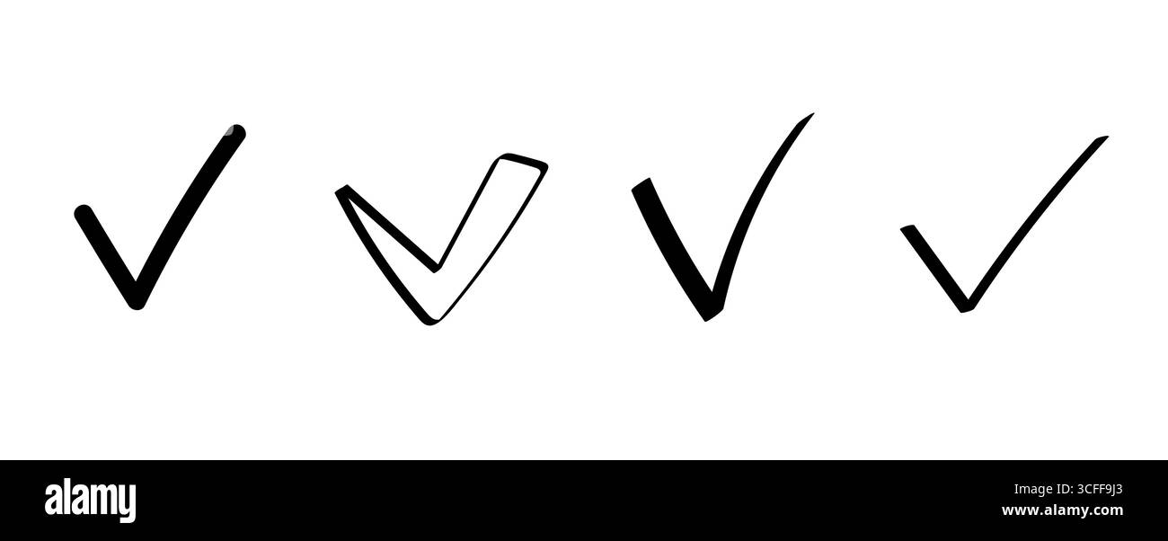 Various styles of check marks including sketchy hand drawn and minimal ...