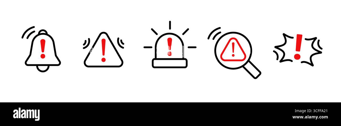 Exclamation marks in shapes signaling alerts and warnings for emphasis ...