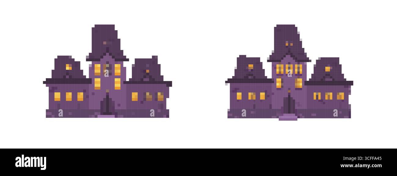 Pixel art haunted mansion for retro game design Stock Vector Image ...