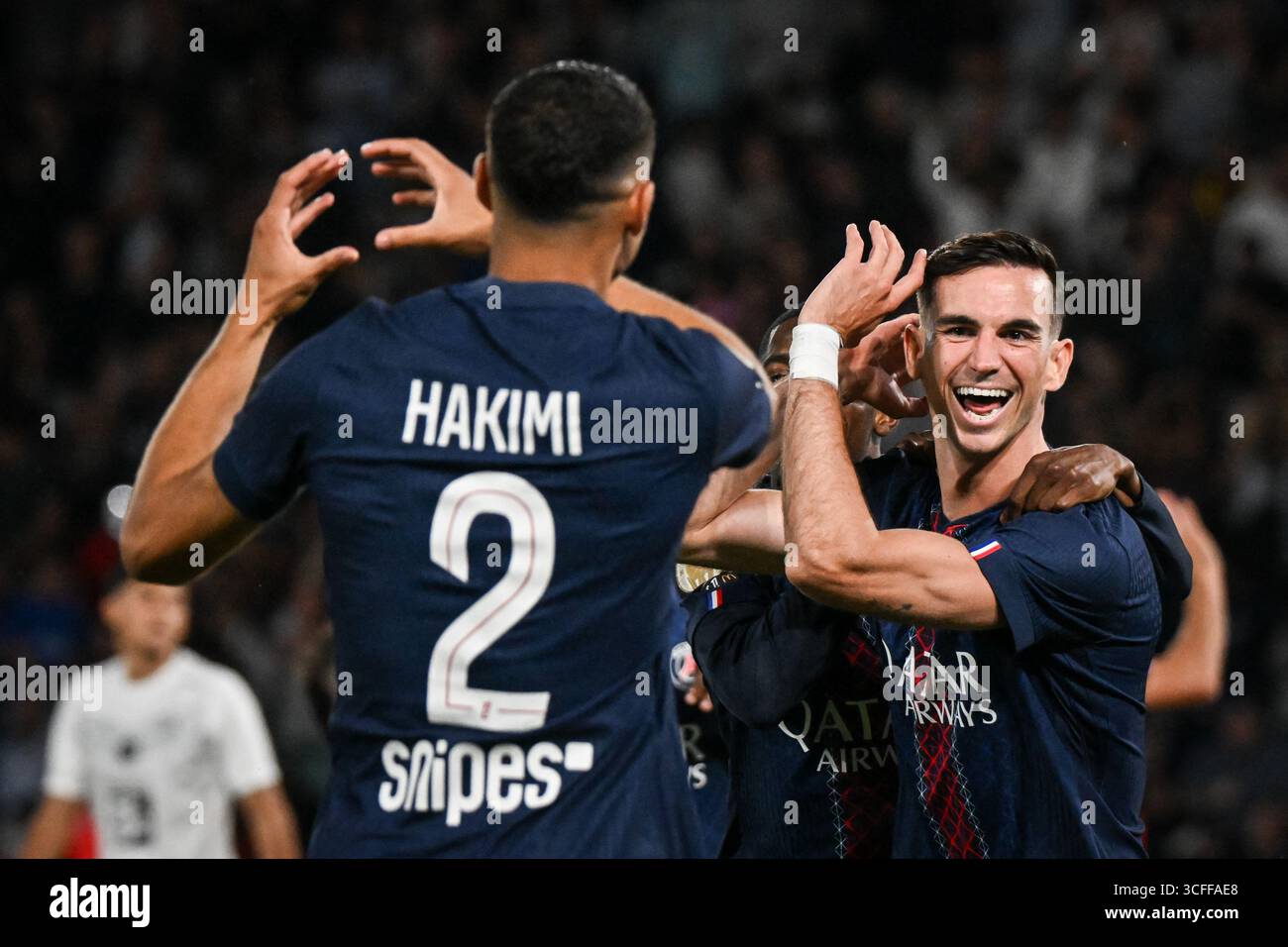 Paris Saint-Germain’s midfielder Fabian Ruiz celebrates scoring a goal ...