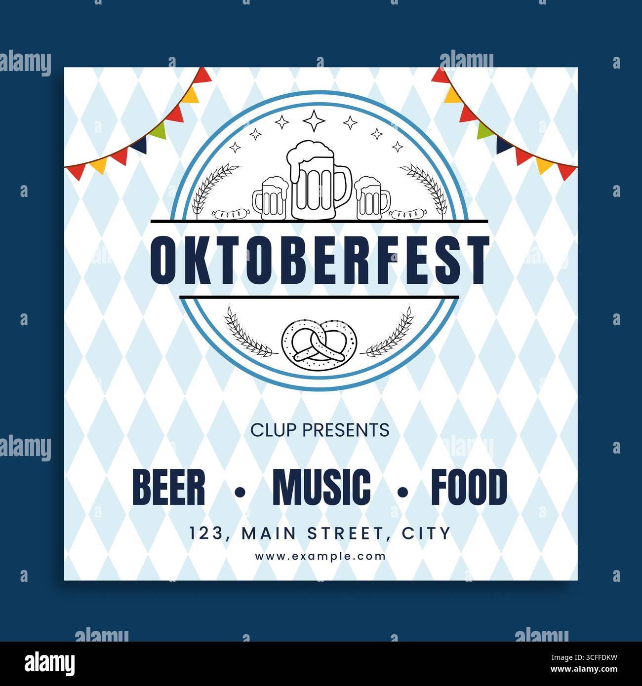 Oktoberfest Social Media Post Template Featuring Beer and Bavarian ...