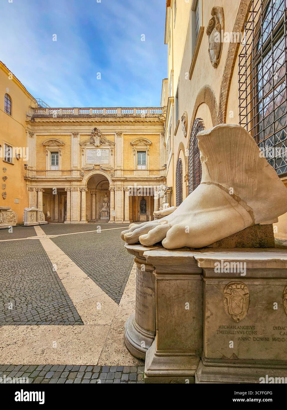 Foot of the Colossal statue of Constantine in the courtyard at the ...