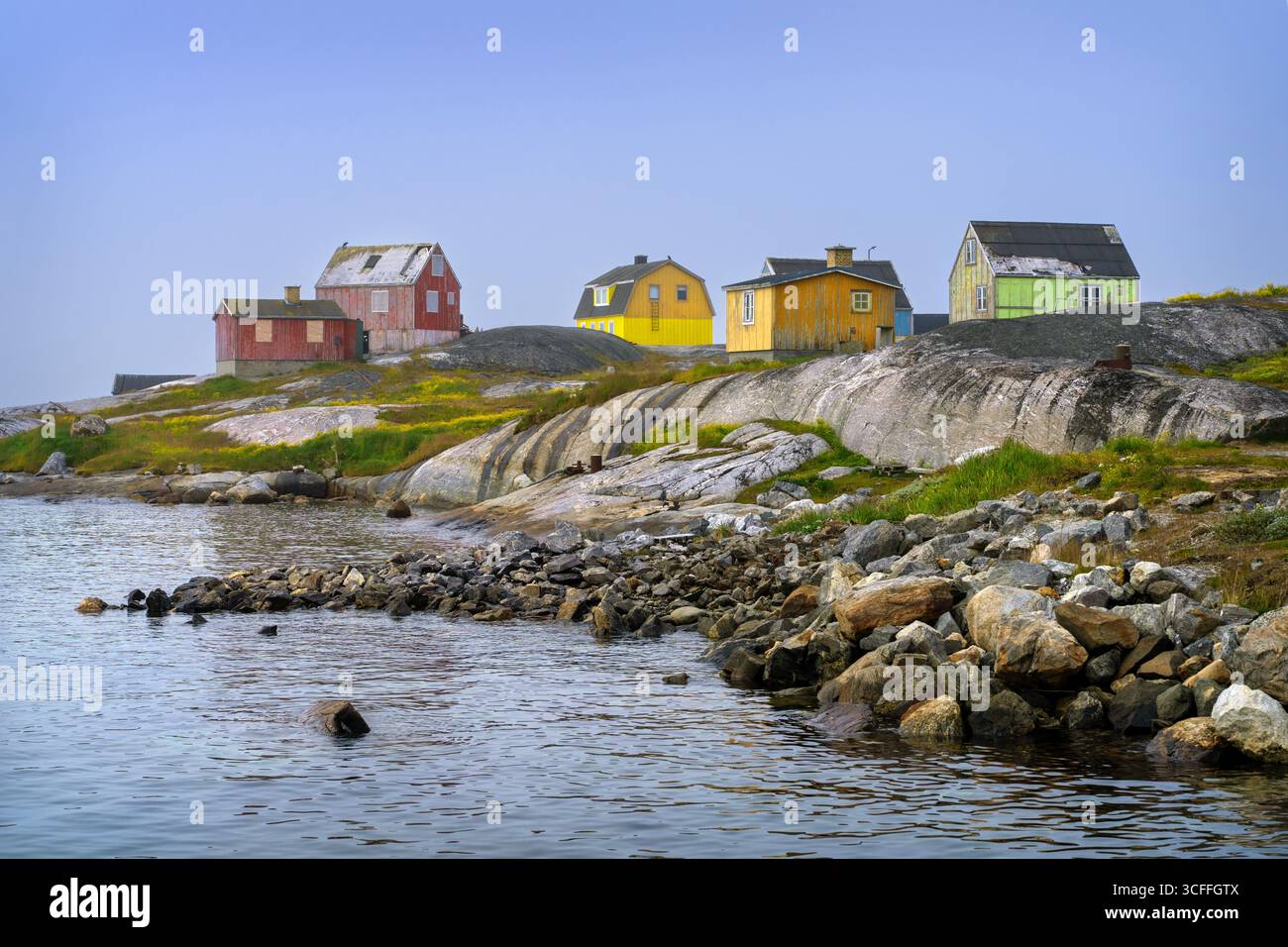 Nanortalik Greenland houses along the coast Stock Photo - Alamy