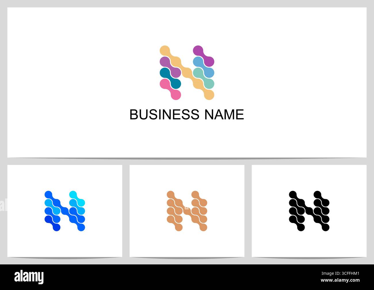 Abstract Linked Dots Connect Graphic Letter Logo Design N Stock Vector ...