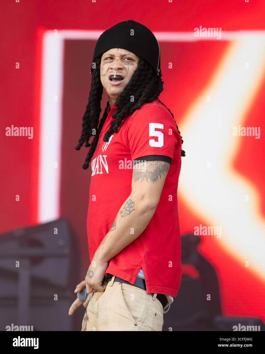 Leeds, England, 22nd August, 2025. Trippie Redd playing the Main Stage ...