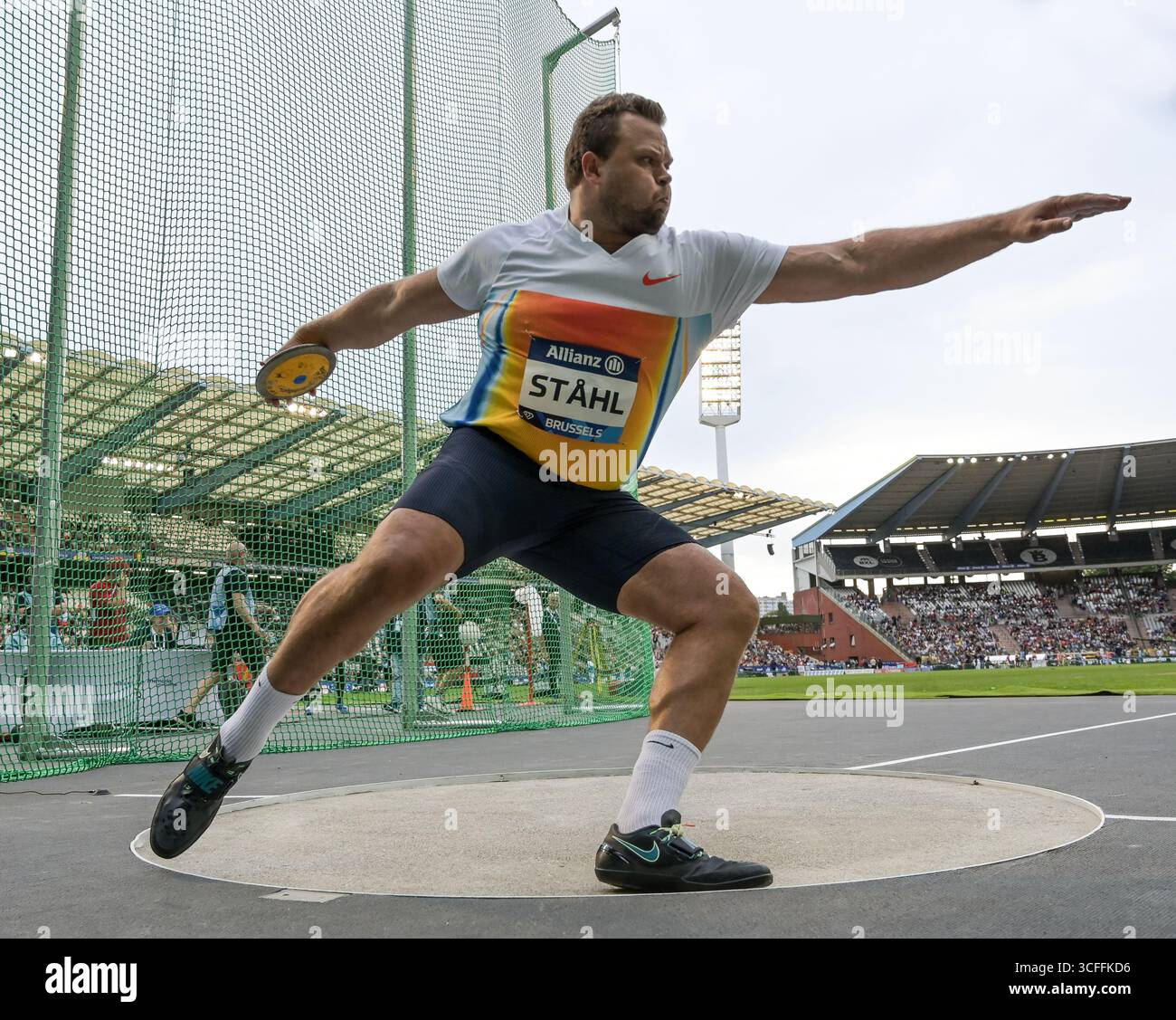 Daniel Ståhl of Sweden competing in the mens discus with a throw of 67. ...