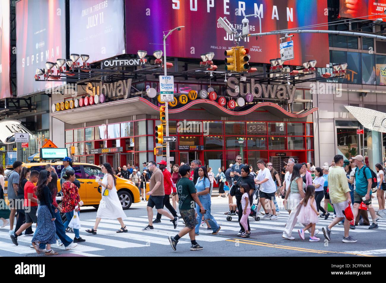 The large Times Square subway station at the corner of 42nd Street and ...