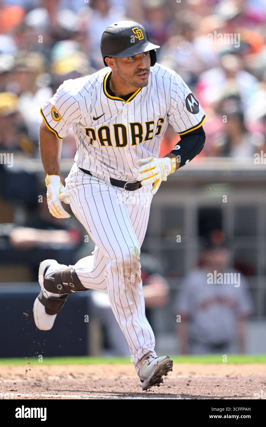 San Diego Padres' Ramon Laureano runs after hitting an RBI single ...