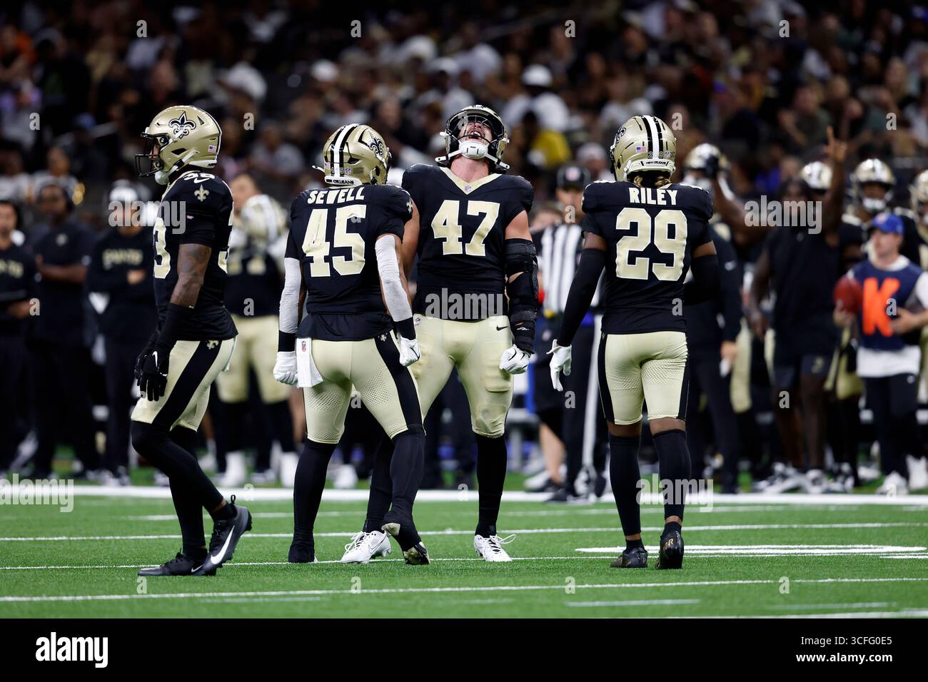 New Orleans Saints linebacker Danny Stutsman (47) celebrates after a ...