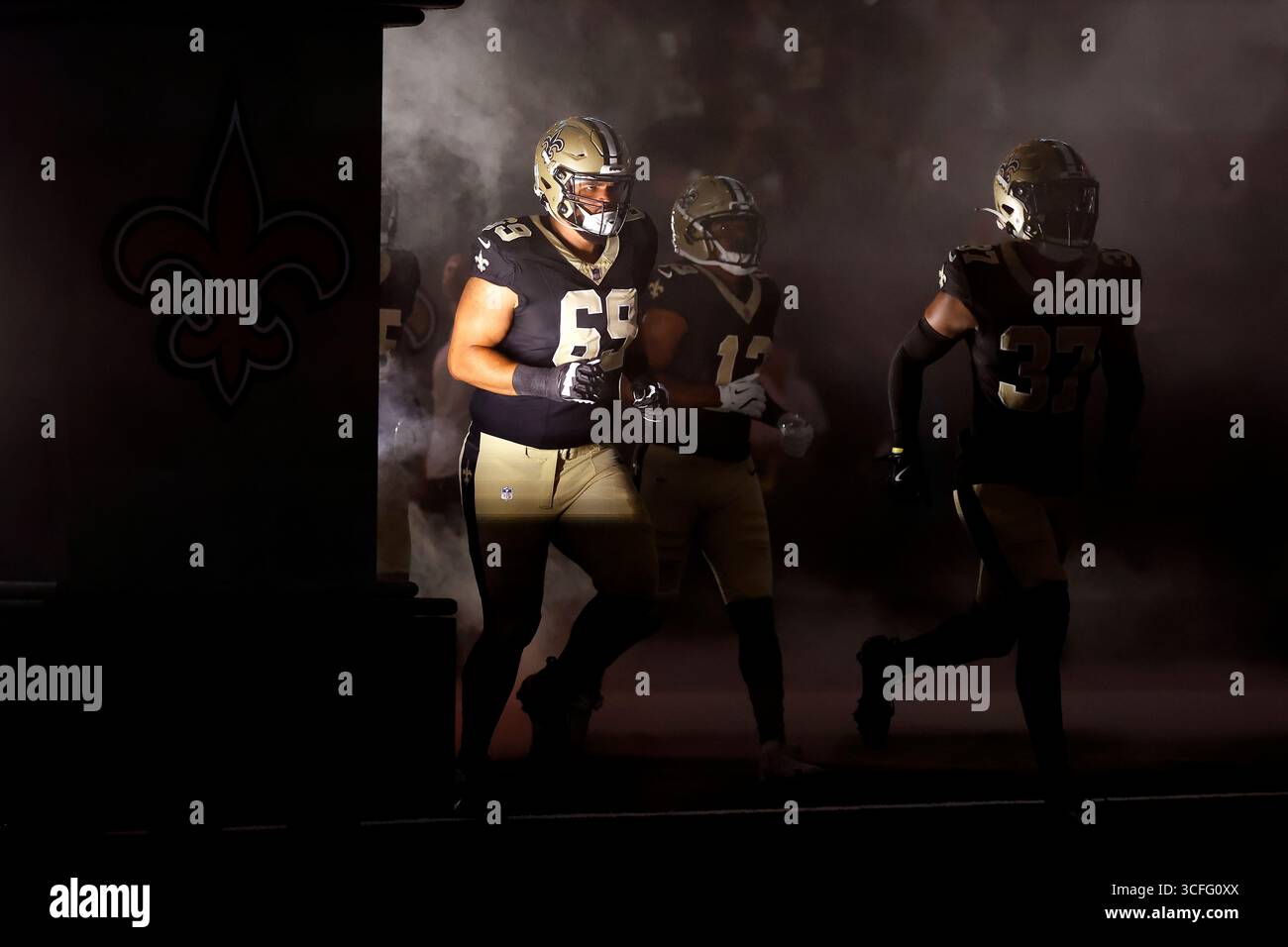 New Orleans Saints offensive tackle Barry Wesley (69) is introduced ...