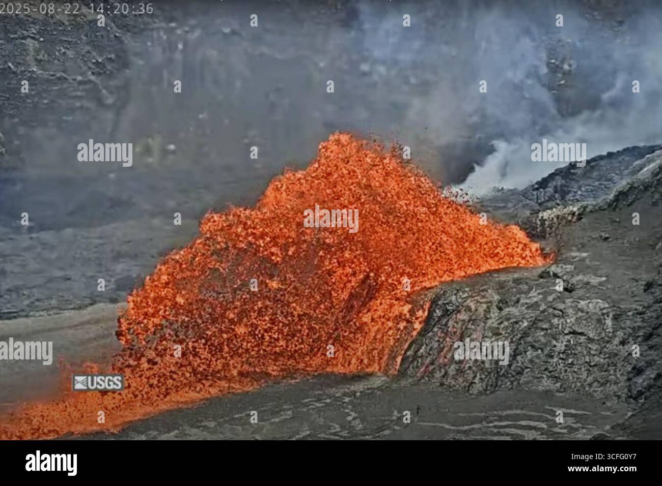 In this screenshot taken from video provided by the U.S. Geological ...