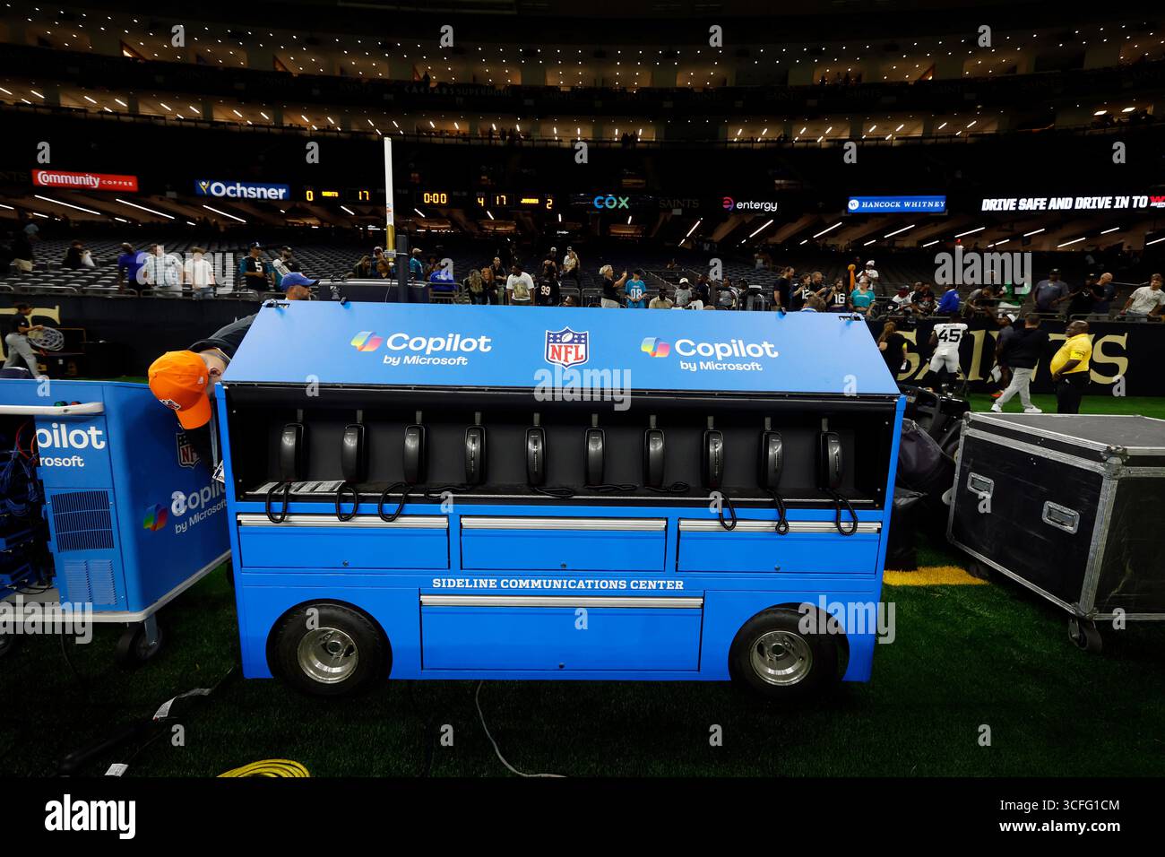 A view of a team Microsoft Copilot cart during an NFL preseason ...