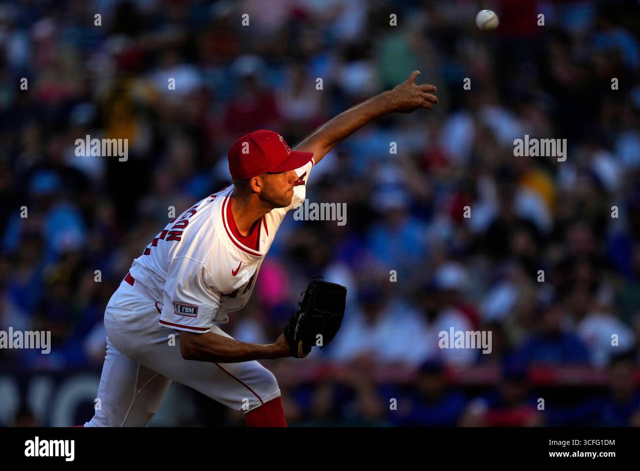 Los Angeles Angels starting pitcher Tyler Anderson throws to the plate ...