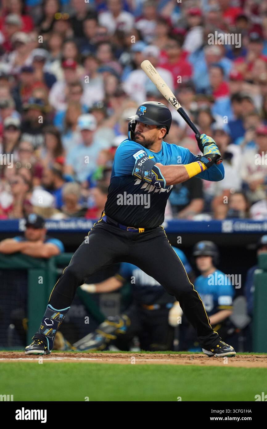 Philadelphia Phillies' Kyle Schwarber plays during a baseball game ...