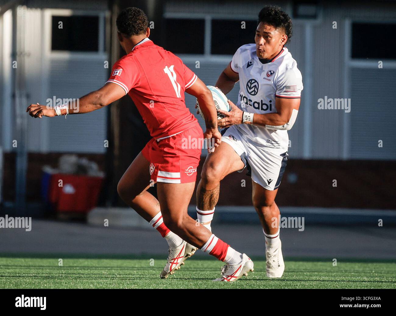 United States' Lauina Futi, right, looks to get past Canada's Josiah ...