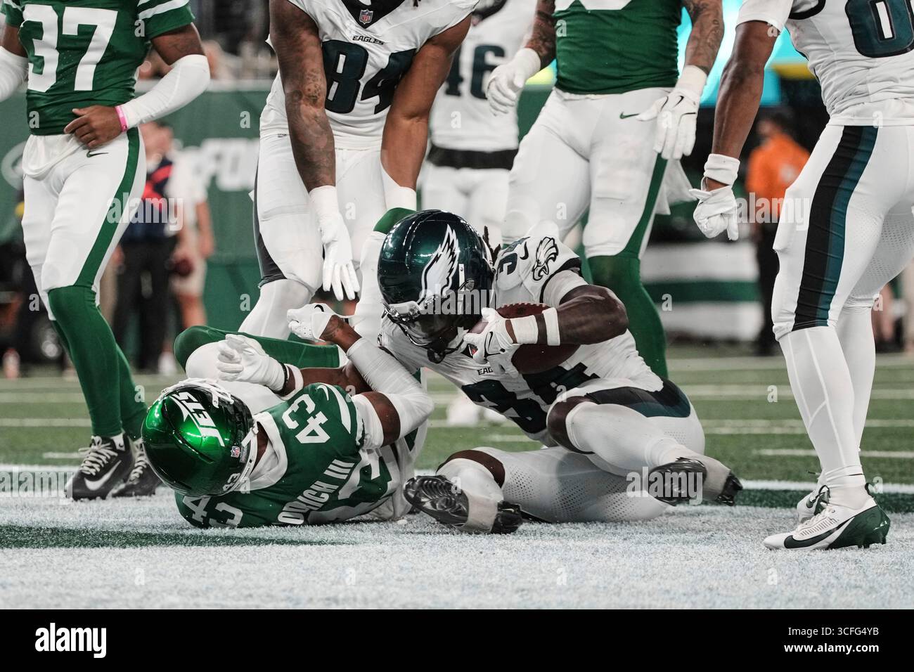 Philadelphia Eagles running back Montrell Johnson Jr. (34) scores a ...