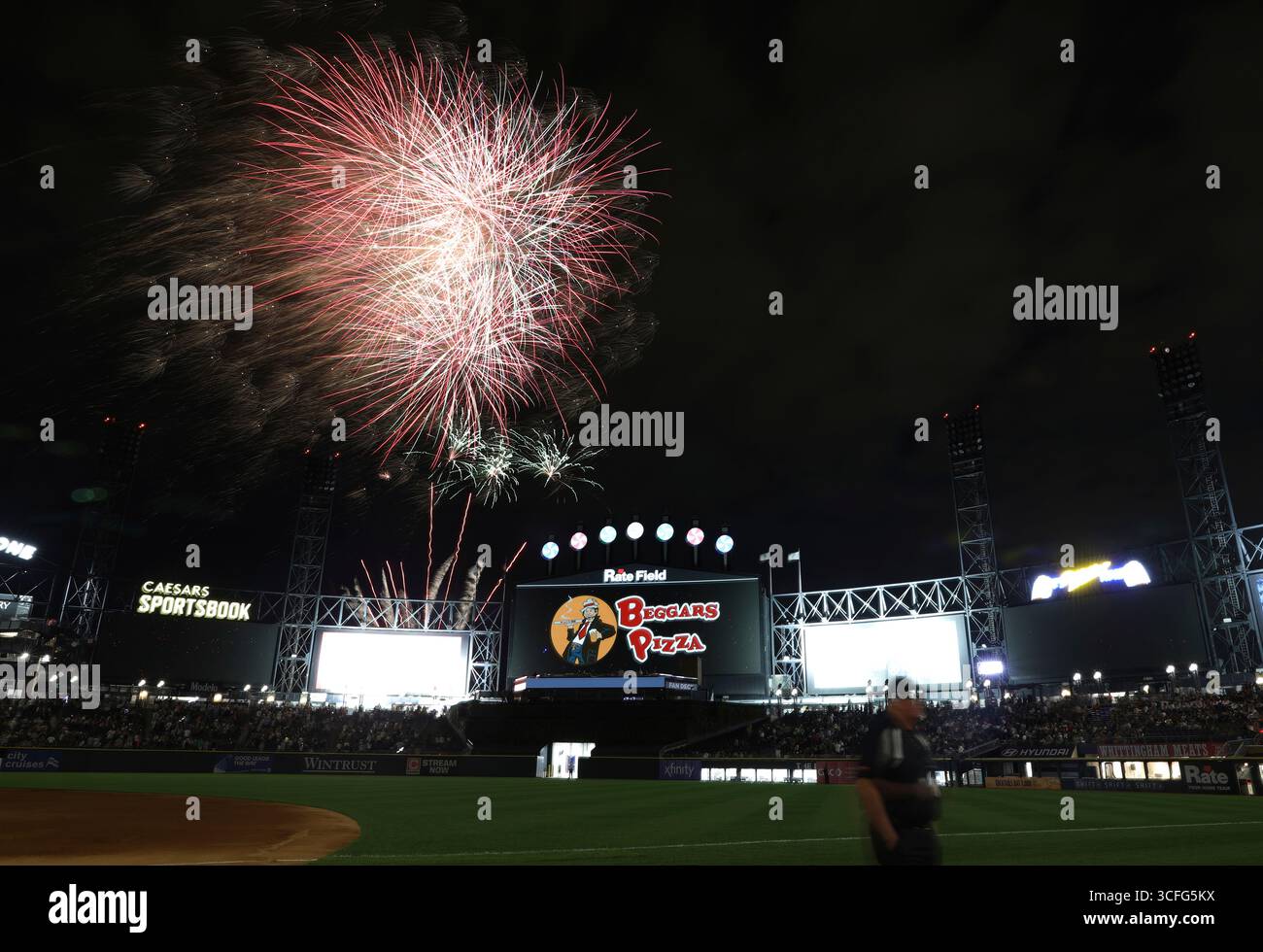 Fireworks explode over Rate Field following a baseball game between the ...