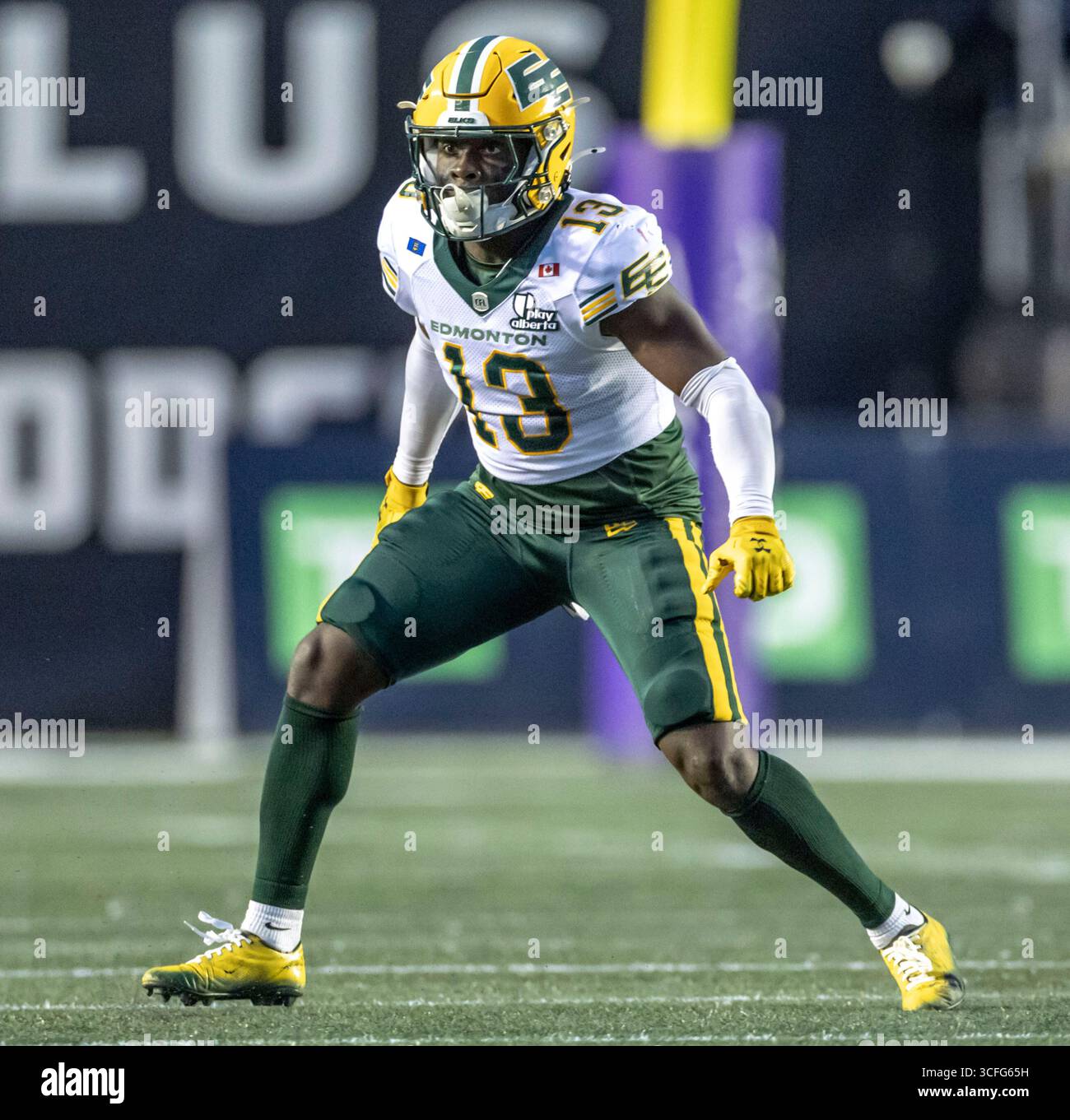 Ottawa, Canada. 22 Aug 2025. Kordell Jackson (13) of the Edmonton Elks ...