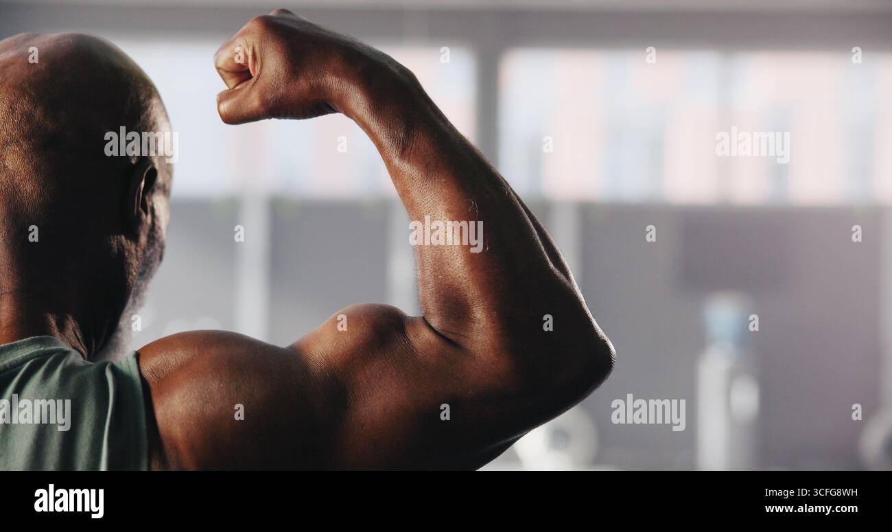 Fitness, flex and arm of man in gym for bodybuilding training, exercise ...