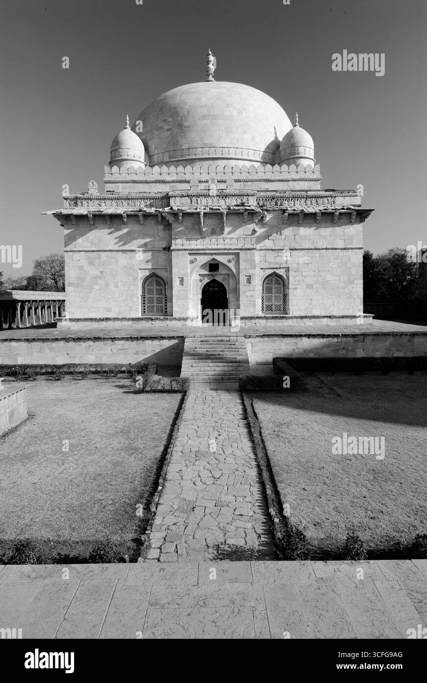 Black and white photo of Hoshang Shahs Tomb at Mandu state Madhya ...