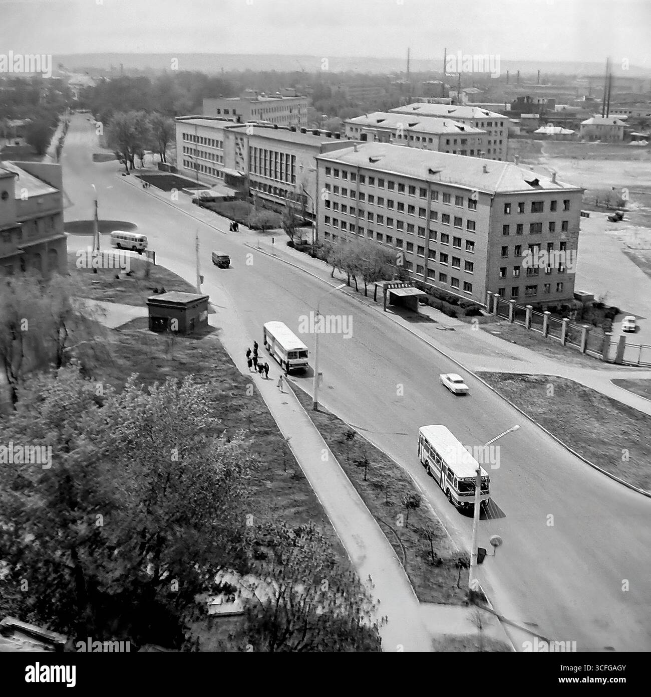 A panorama of the district with the Lenin Palace of Culture and the ...