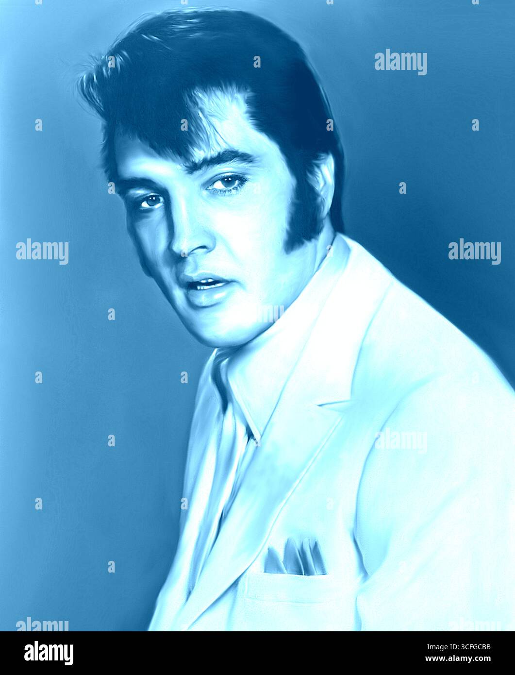 Illustration of Elvis Presley’s Face from 1968 – Faithful Reproduction ...