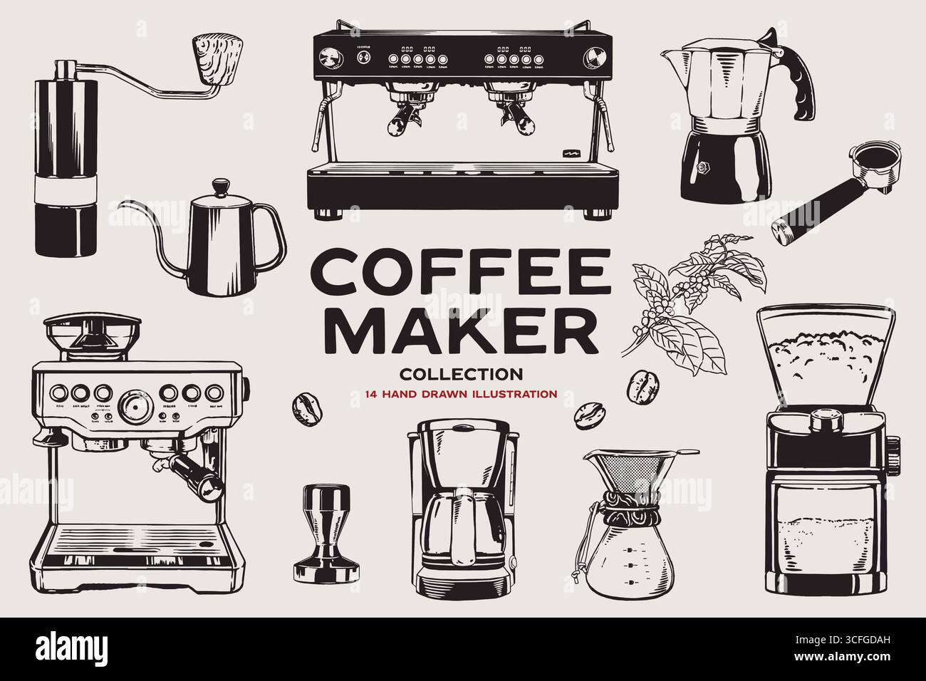 Coffee maker equipment Stock Vector Images - Alamy
