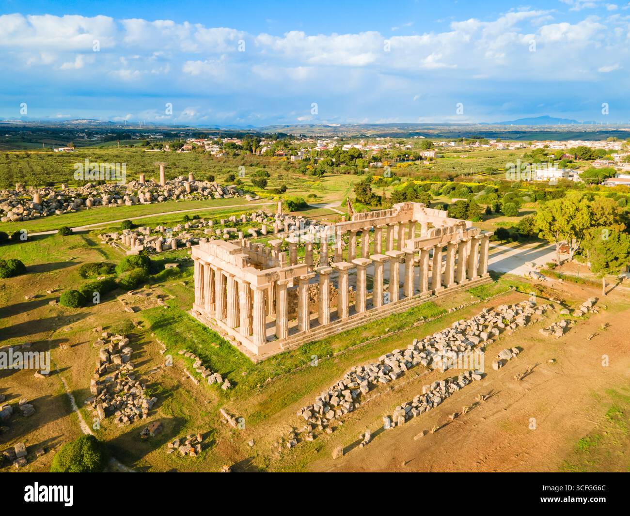 The Temple of Hera aerial panoramic view at Selinunte acropolis ...