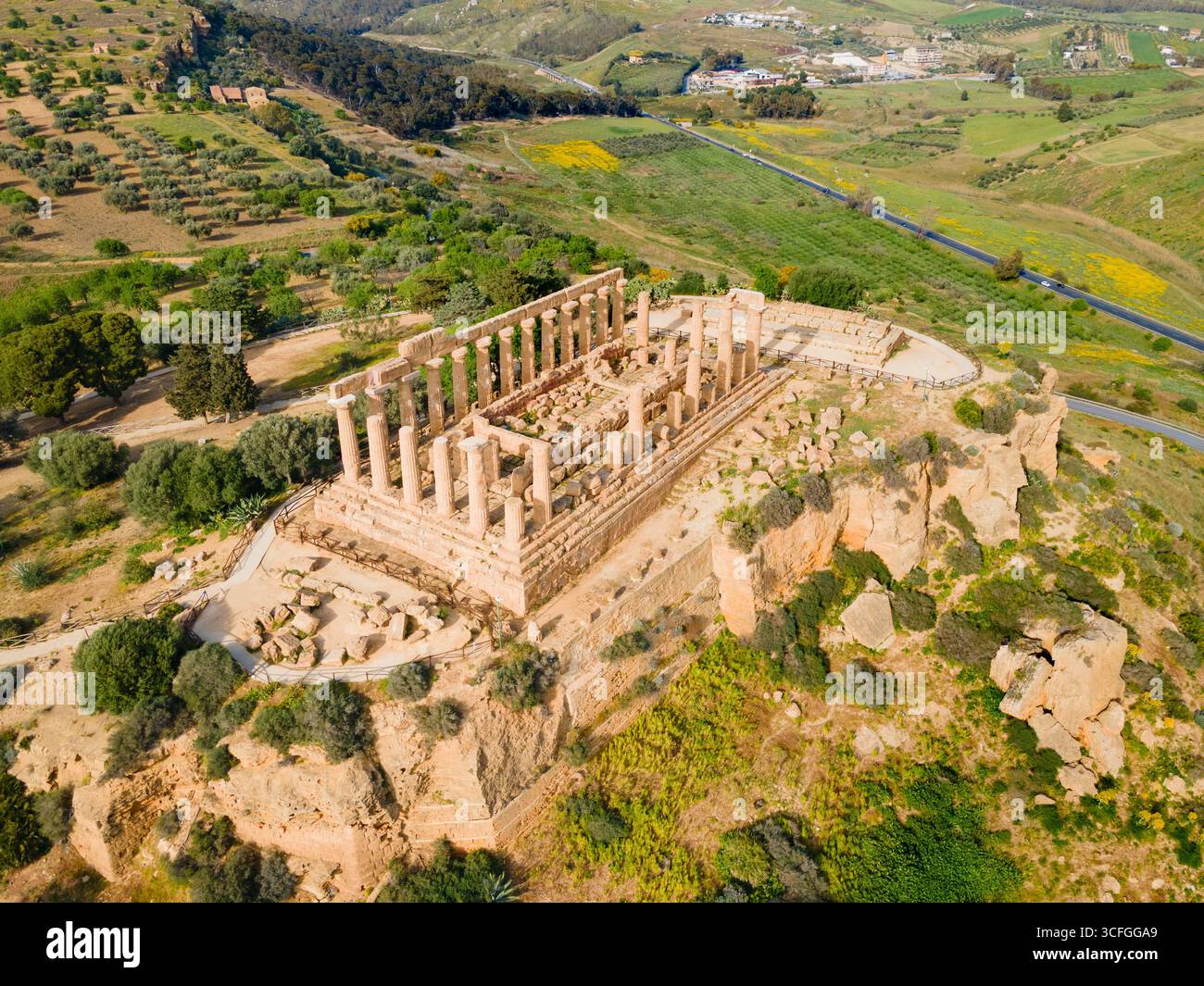 Temple of Hera aerial panoramic view at the Valley of the Temples. It ...