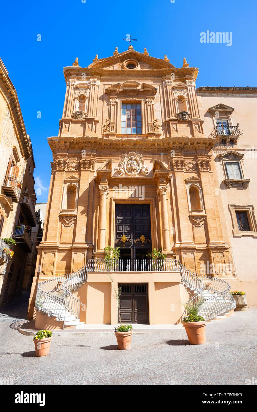 Church Saint Dominic exterior facade view in Agrigento. Agrigento is a ...