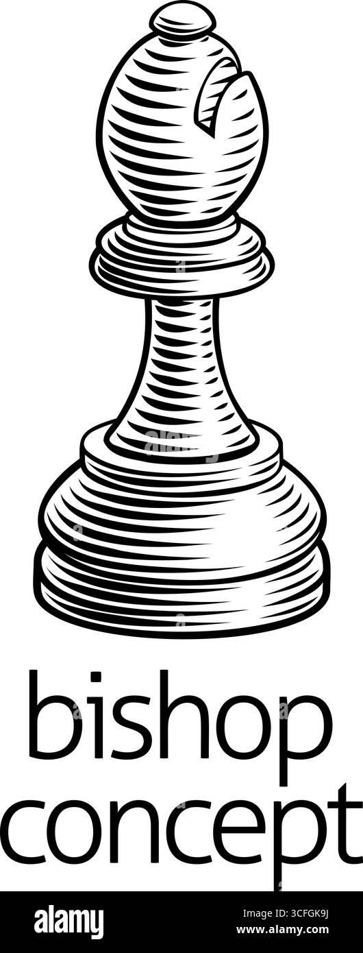 Outline silhouette chess bishop Black and White Stock Photos & Images ...