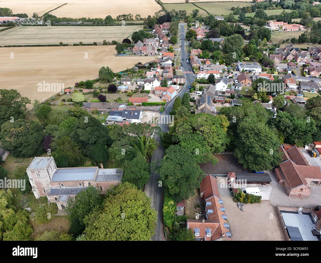 aerial view of Sigglesthorne Village, Ancient St Lawrence's Church ...