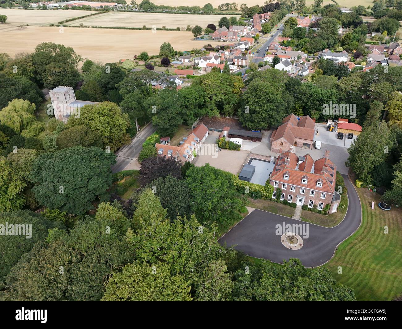 aerial view of Sigglesthorne Village, Ancient St Lawrence's Church ...