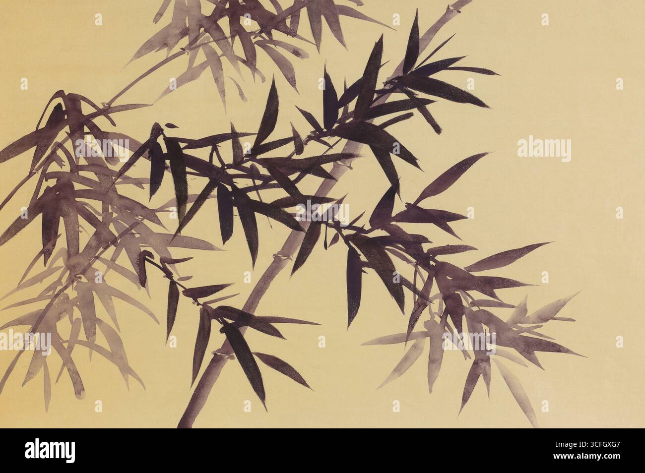Bamboo bush in a traditional chinese wallpaper Stock Photo - Alamy