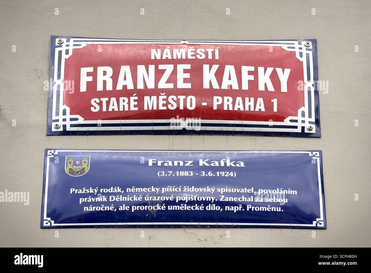 Franz Kafka, Prague CZ, Czech Republic, Tschechien, Prag, Prague, 25.06.2025 Schild Franze Kafky ...