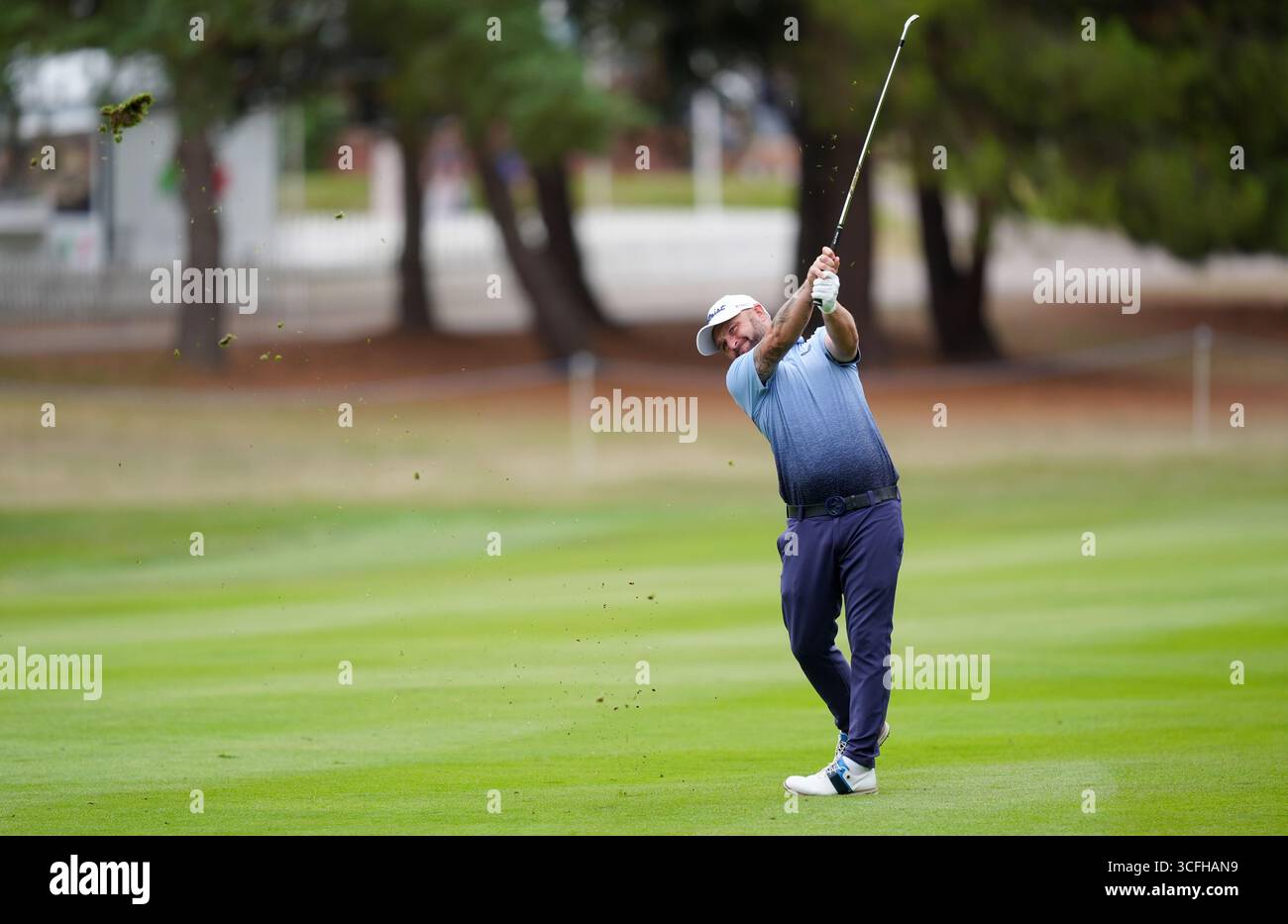 Andy Sullivan plays his second shot on the first hole during day three ...