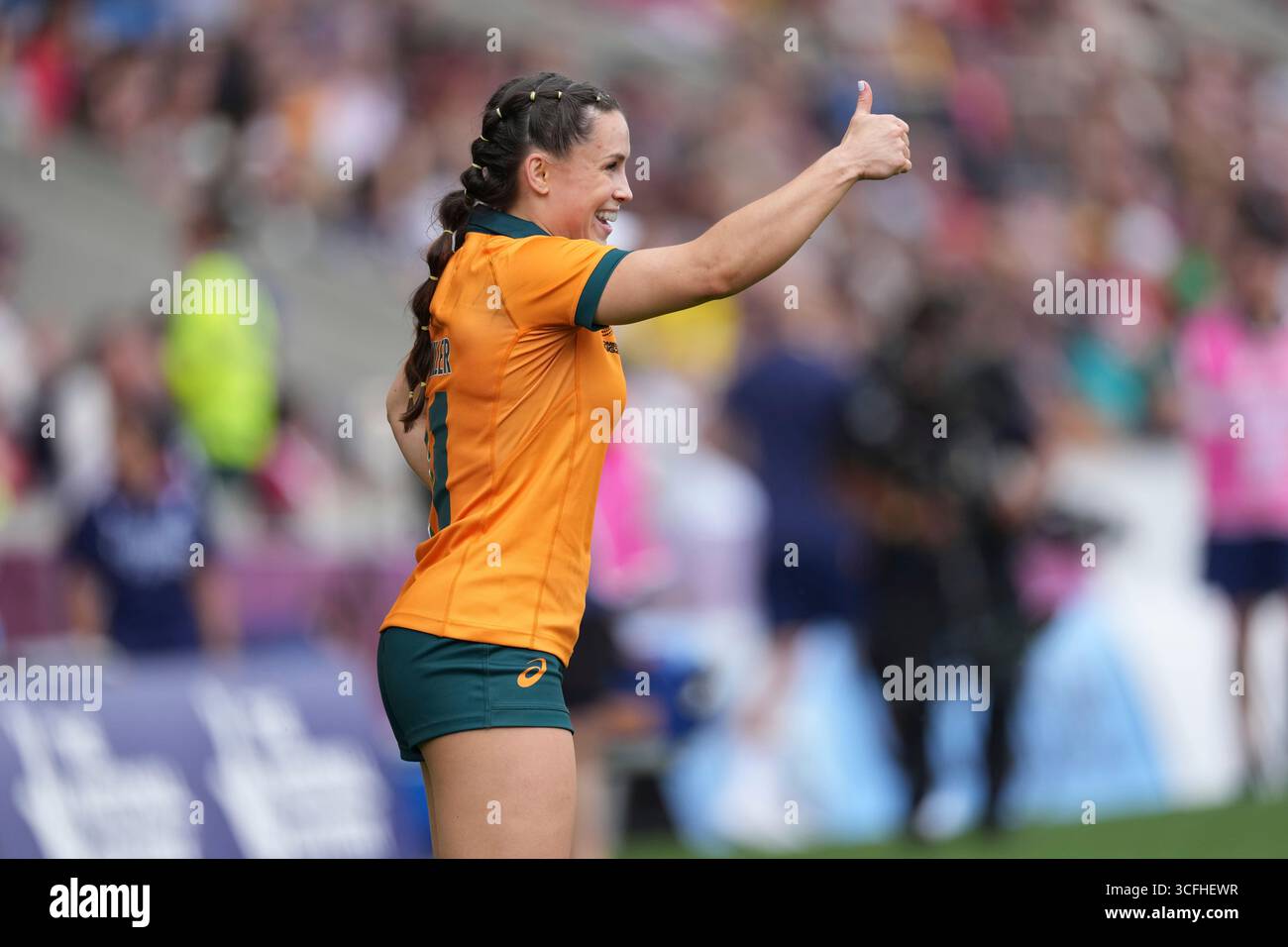 Desiree Miller of Australia celebrates during the group A match at the ...