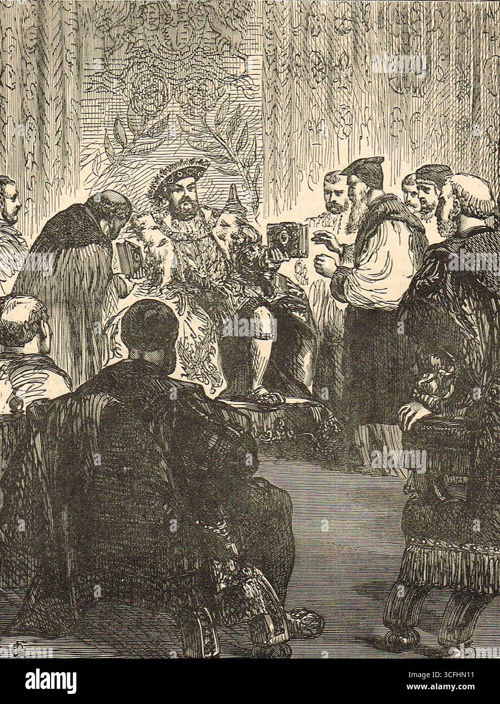 King henry viii delivering the translated bible to the lords hi-res ...