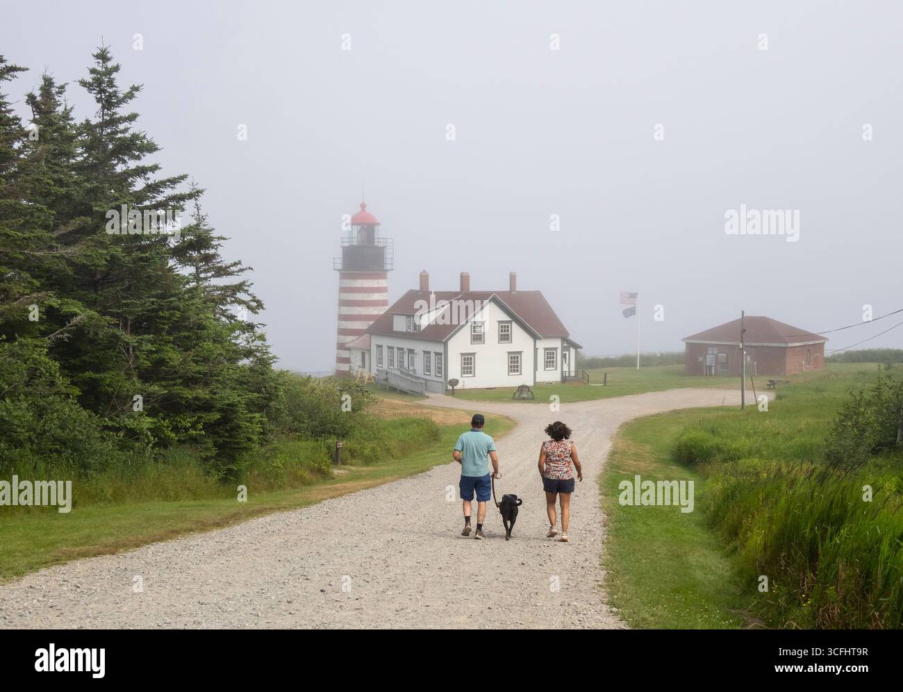West Quoddy Head Lighthouse in Quoddy Head State Park in Lubec Maine is ...